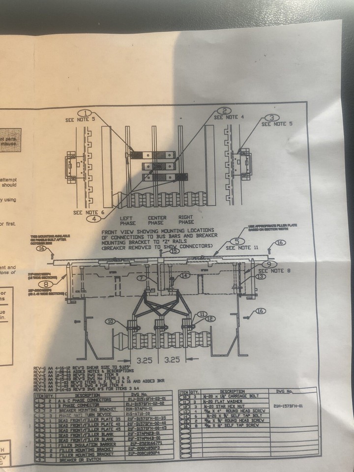 GE AMCB6FJ Mounting Breaker Twin SFD1K Hardware 250 Amp SFHA SFLA SFDA ...