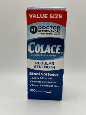 Colace REGULAR Stool Softener 100mg Docusate Sodium 100 Cap Ex 09/25 ...