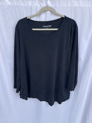 Soft Surroundings Blouse Solid Black 3/4 Sleeve Loose Flowy Fit Womens ...