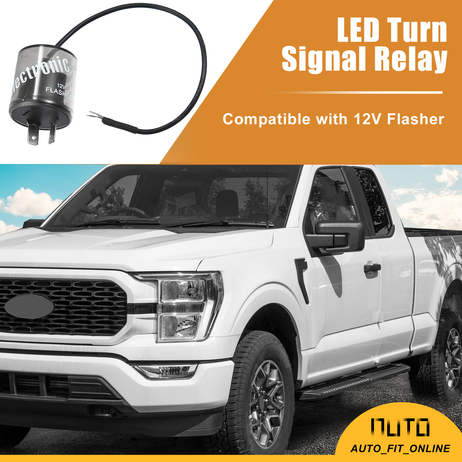 TWO 2 Pin Electronic LED Turn Signal Flasher Relay with Ground Wire for ...