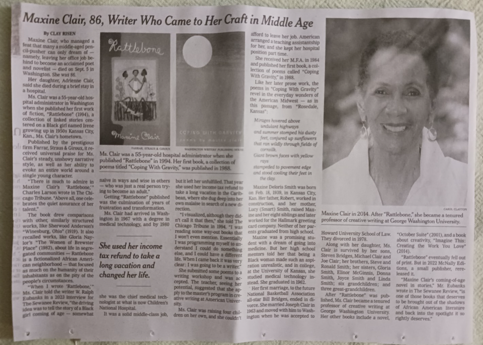 Assata Shakur 78 Black Panthers Cuba Obituary NY Times Maxine Clair 86 ...