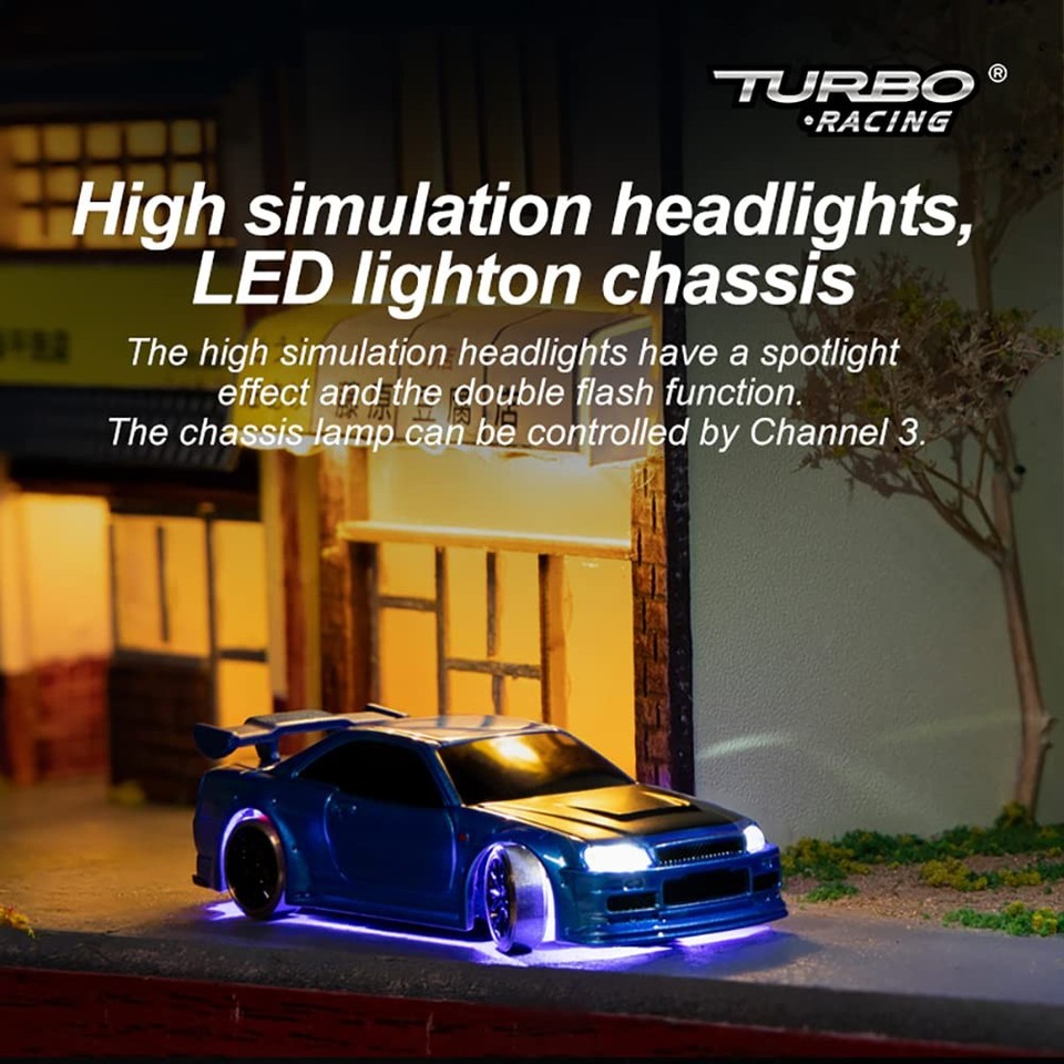 Turbo Racing 1:76 Scale Drift RC Car with Gyro Mini Full Proportional ...