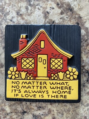 vintage miller studio wall plaque key Hook 1970s yellow red It's always ...