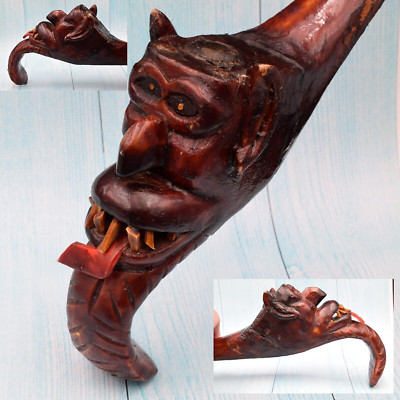 Handmade Antique VTG Smoking Pipe TOBACCO CIGARETTE Devil wood Demon ...