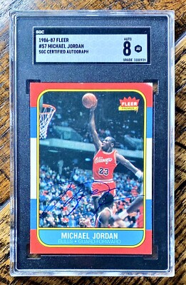1986-87 Fleer MICHAEL JORDAN #57 Rookie On-Card Autograph SGC Auth 8 ...