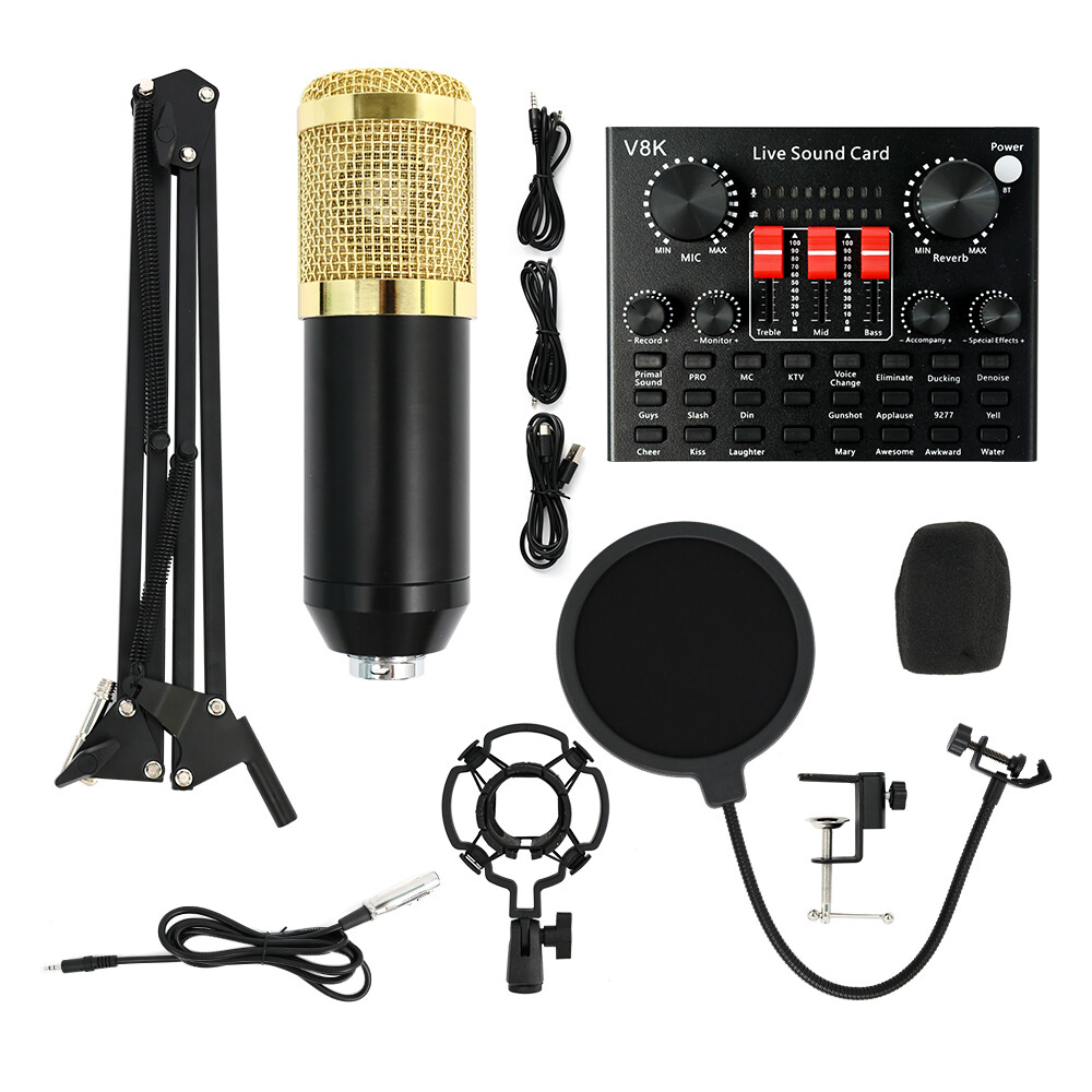 Pro Condenser Microphone Set Studio Recording Kit Podcast Mixer ...