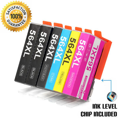 6PK Fpr HP 564XL 564 XL Ink Cartridge For Photosmart 6510 6520 7510 ...