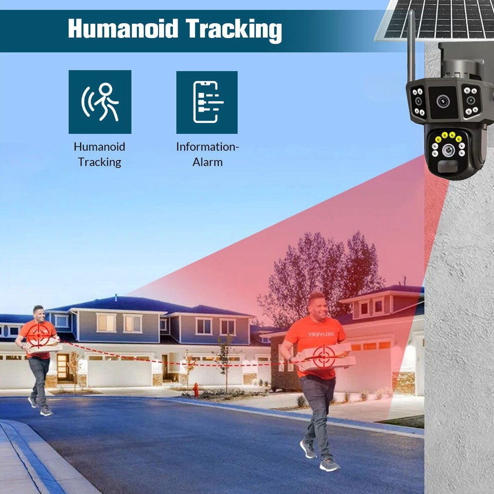 Outdoor Solar Camera 4K Dual Lens Wireless WIFI 32G Security ...