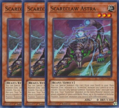 Yugioh - Scareclaw Astra x 3 - 1st Edition - Plus Free Holographic Card ...