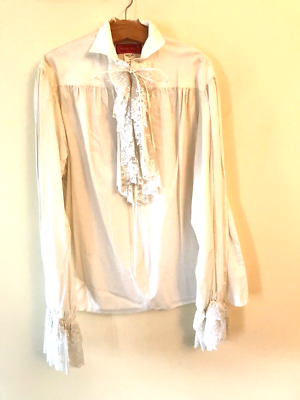 Vintage Regency Victorian Ruffle Jabot Ascot Vampire Long Sleeve Shirt ...