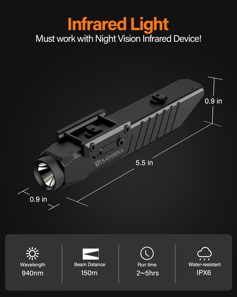 TOUGHSOUL 940nm IR Illuminator Tactical Flashlight M-Lok & Picatinny ...