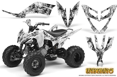YAMAHA RAPTOR 250 GRAPHICS KIT CREATORX DECALS STICKERS INFERNO WHITE ...