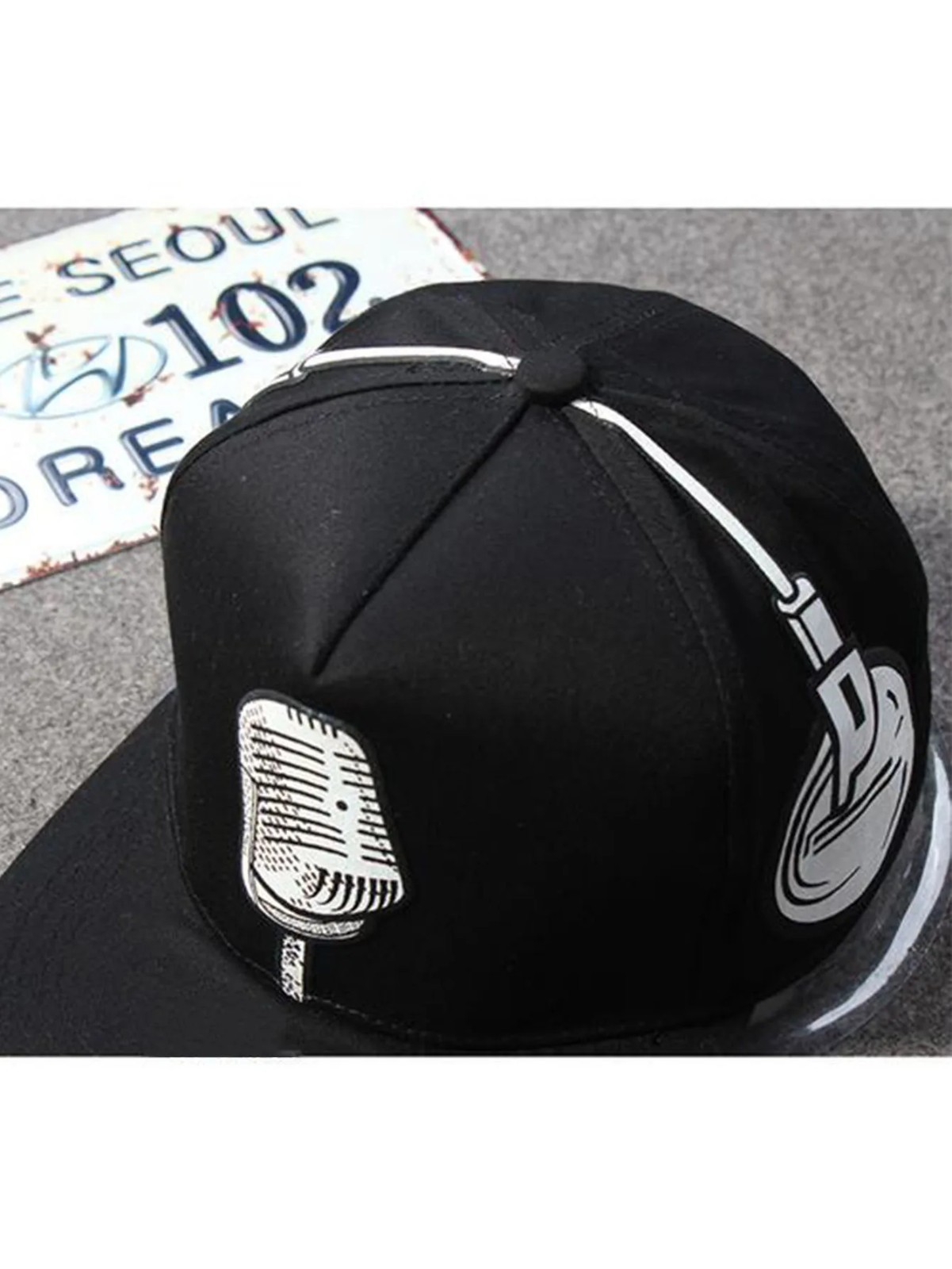 Spinning Record DJ Baseball Cap Headphones and Mike Snapback Love Music ...
