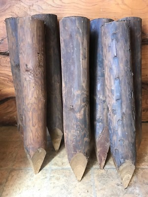 8 Wooden round stakes, edging garden stakes 22" x 75mm, treated pointed ...