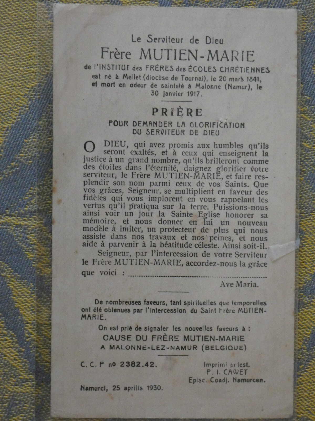 image pieuse frere mutien marie institut freres ecoles chretiennes 1841 ...