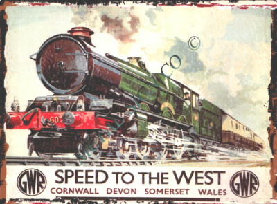 GWR RAILWAY METAL WALL SIGN SPEED TO WEST 12x16in model Railway station ...