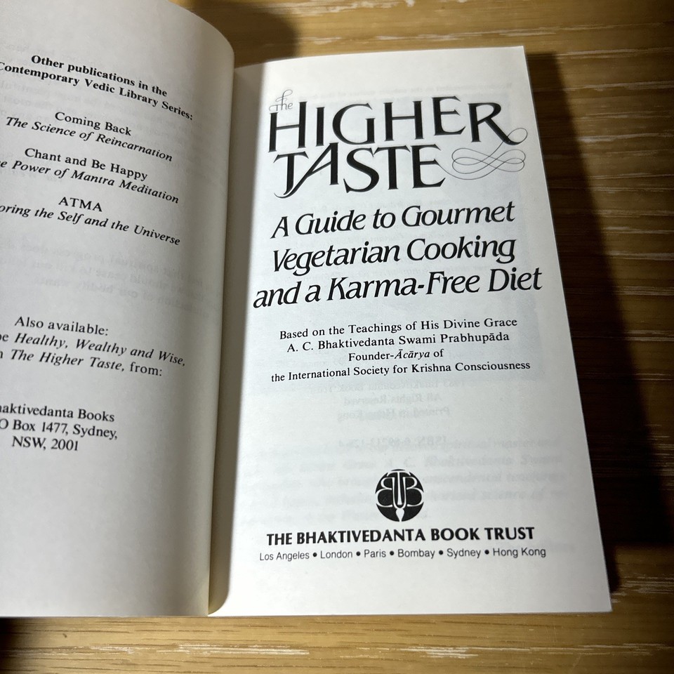 The Higher Taste Guide Gourmet Vegetarian Cooking Karma Free Diet PB ...
