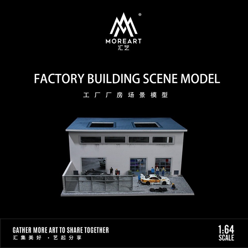 Diorama 1/64 City Factory Building Car Garage Model Lighting Display ...