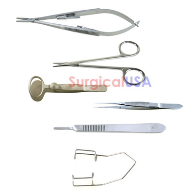 Basic Veterinary Set of 6 Instruments Scalpel+Scisors+Needle Holder ...