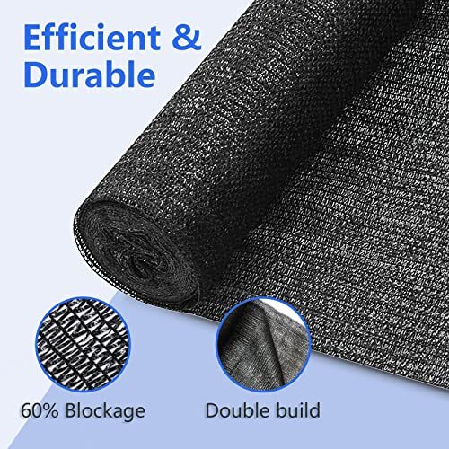 8ft x 100ft Black Bulk Shade Cloth，60% Shade Fabric Roll，Outdoor Black ...