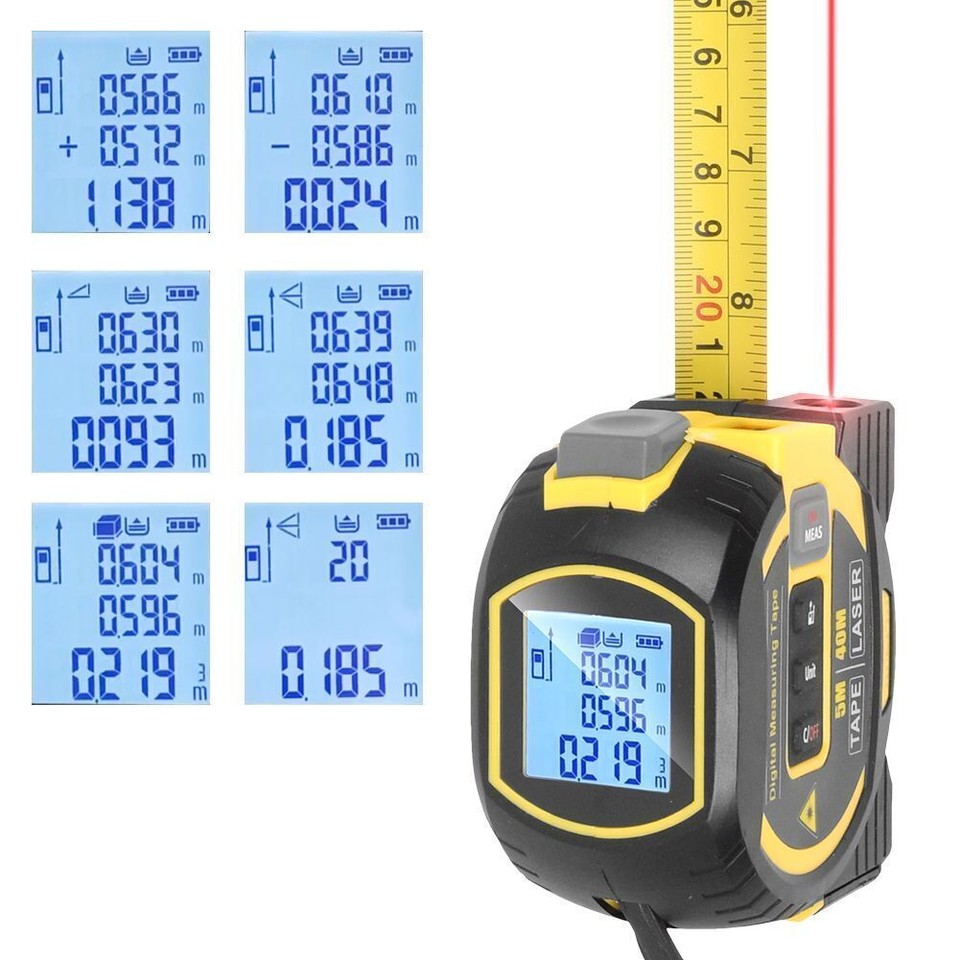 40M Digital Measure Tape Laser Distance Meter Measuring Tool Range ...