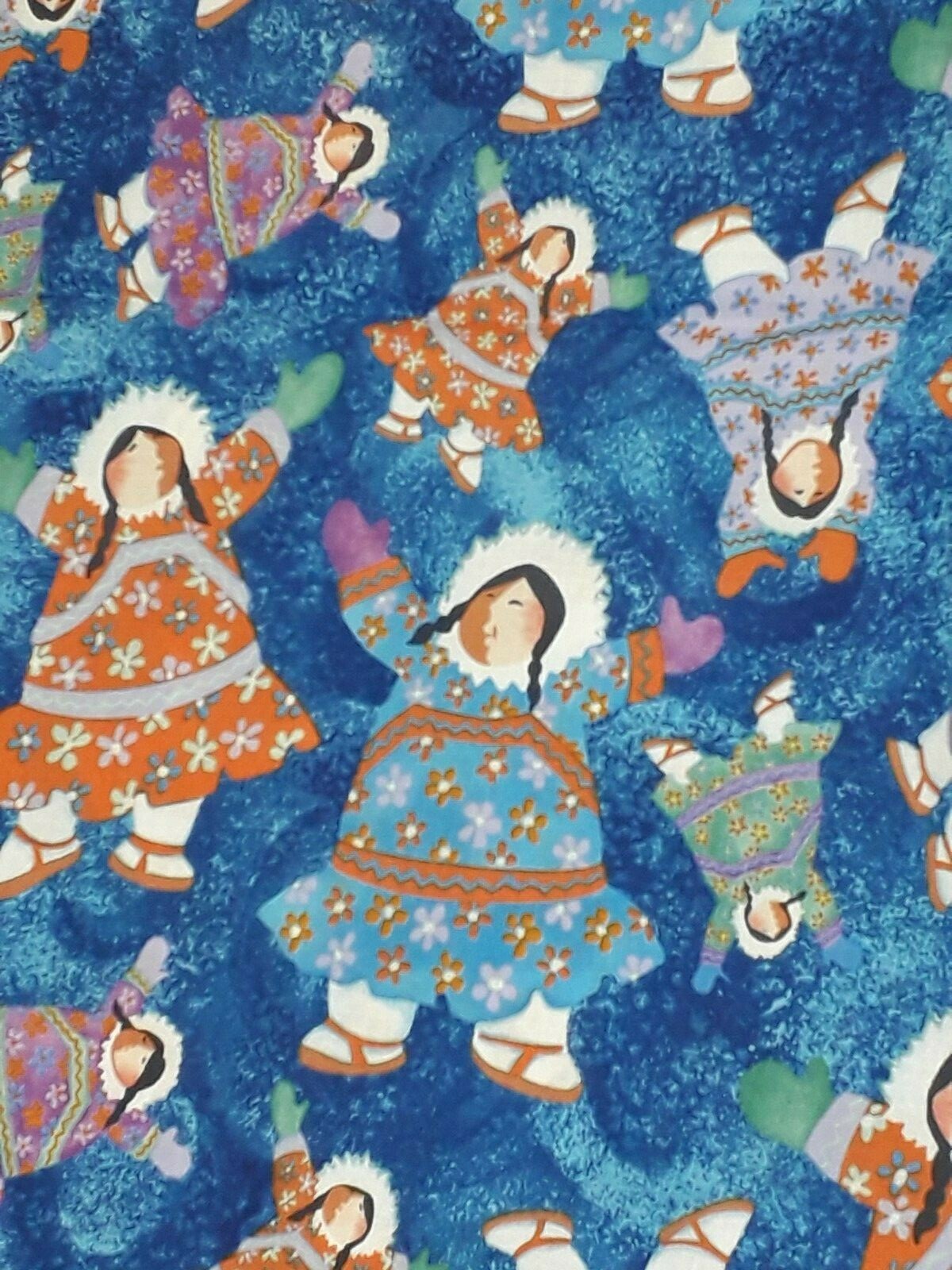 100% Cotton Fabric Northcott Fabric 'Arctic Snow 20650' Playful Eskimo ...