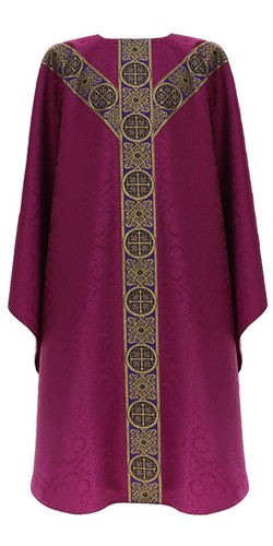 Roman purple/violet Semi Gothic Chasuble with stole Vestment Casulla ...