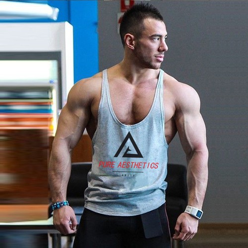Men's Stringer Singlets Cotton Gyms Tank Tops Muscular Fitness Bodybuilding Vest | eBay