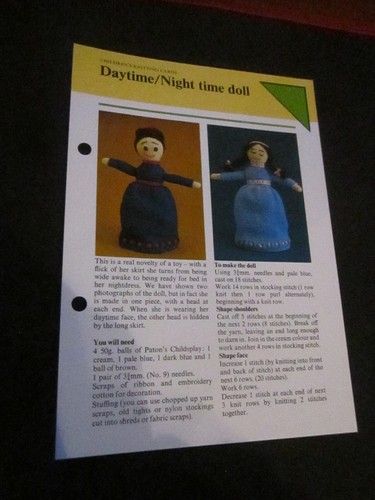 KNITTING PATTERN CHILDREN'S KNITTING DAYTIME/NIGHT TIME DOLL **MUST SEE ...
