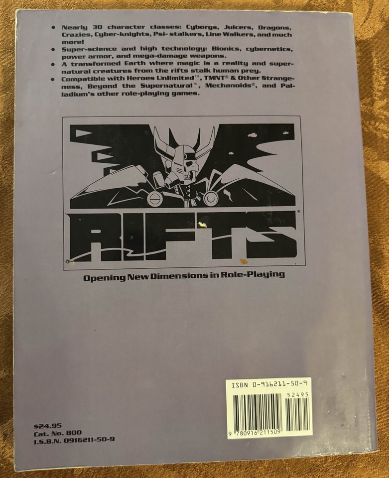 Rifts Core Rulebook, Palladium Games, Vintage 8th Printing, 1994 Fair ...