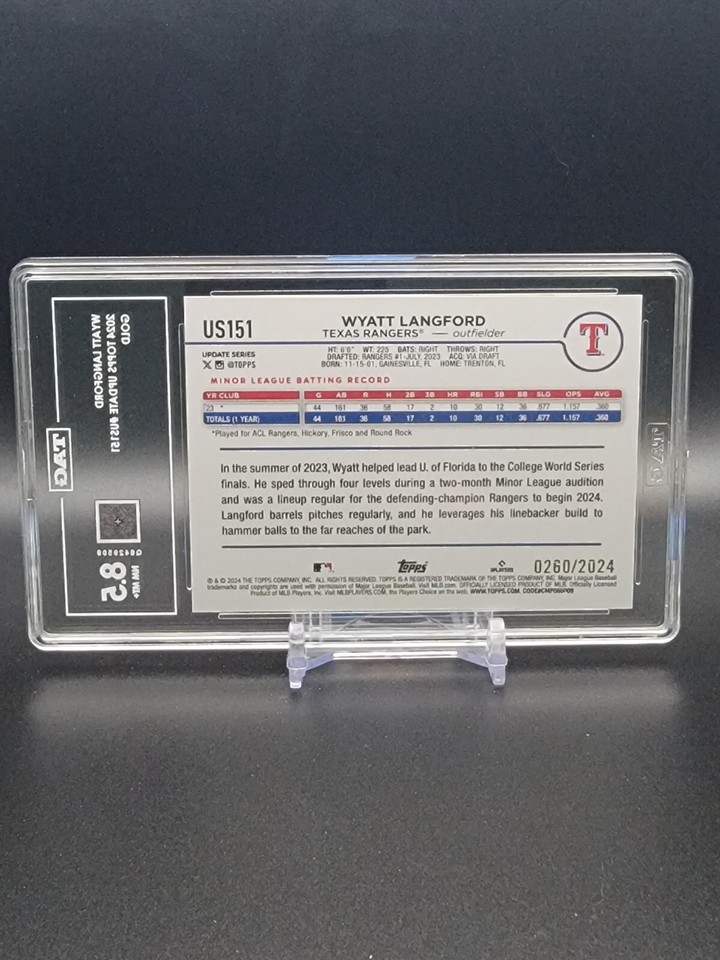 2024 Topps Update Series GOLD #US151 Wyatt Langford /2024 RC TAG 8.5 NM ...
