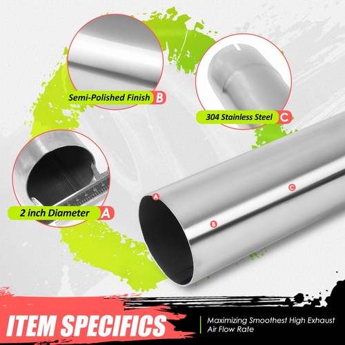 16Pcs 2 Inches OD Stainless Steel DIY Exhaust Tubing Pipe Straight & U ...