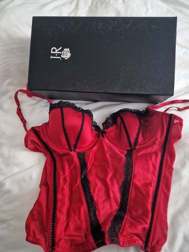 Janet Reger Red satin with lace detail corset basque size 36B | eBay UK