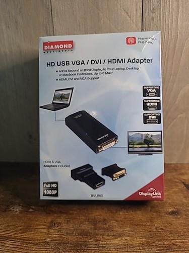 Diamond Multimedia BVU165 Full HD 1080P USB 2.0 VGA/DVI/HDMI Adapter ...