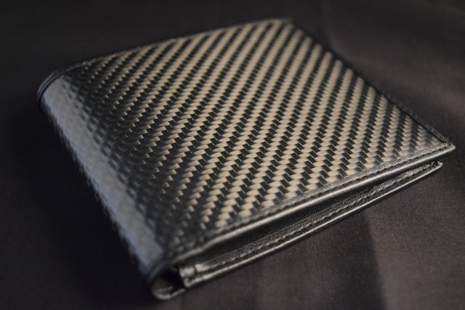 REAL CARBON FIBER & GENUINE LEATHER BIFOLD WALLET W/ PHOTO ID FLAP ...