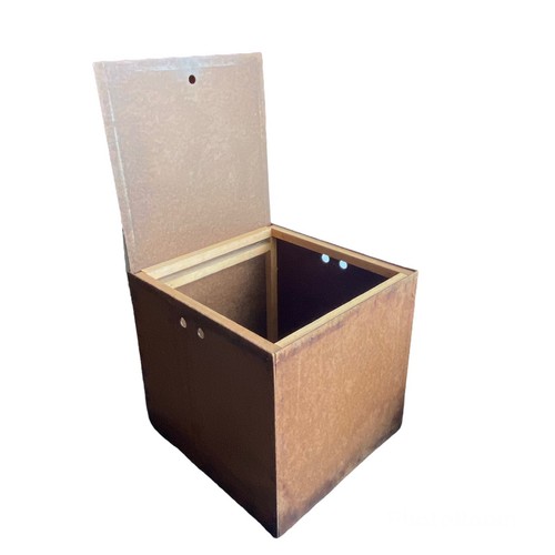 Vintage Primitive Machinist Storage Box Tool Crate Chest 15” Cube Brown ...