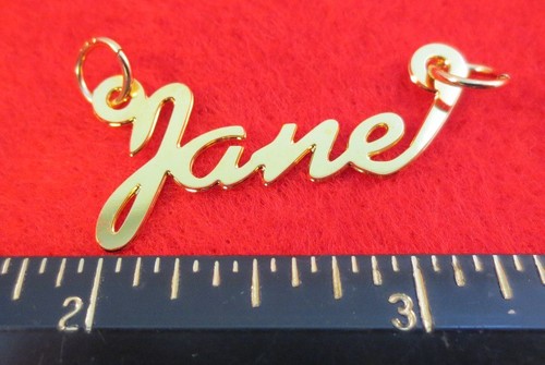 14KT GOLD PLATED JANE PERSONALIZED NAME PLATE WORD CHARM PENDANT 6171 ...