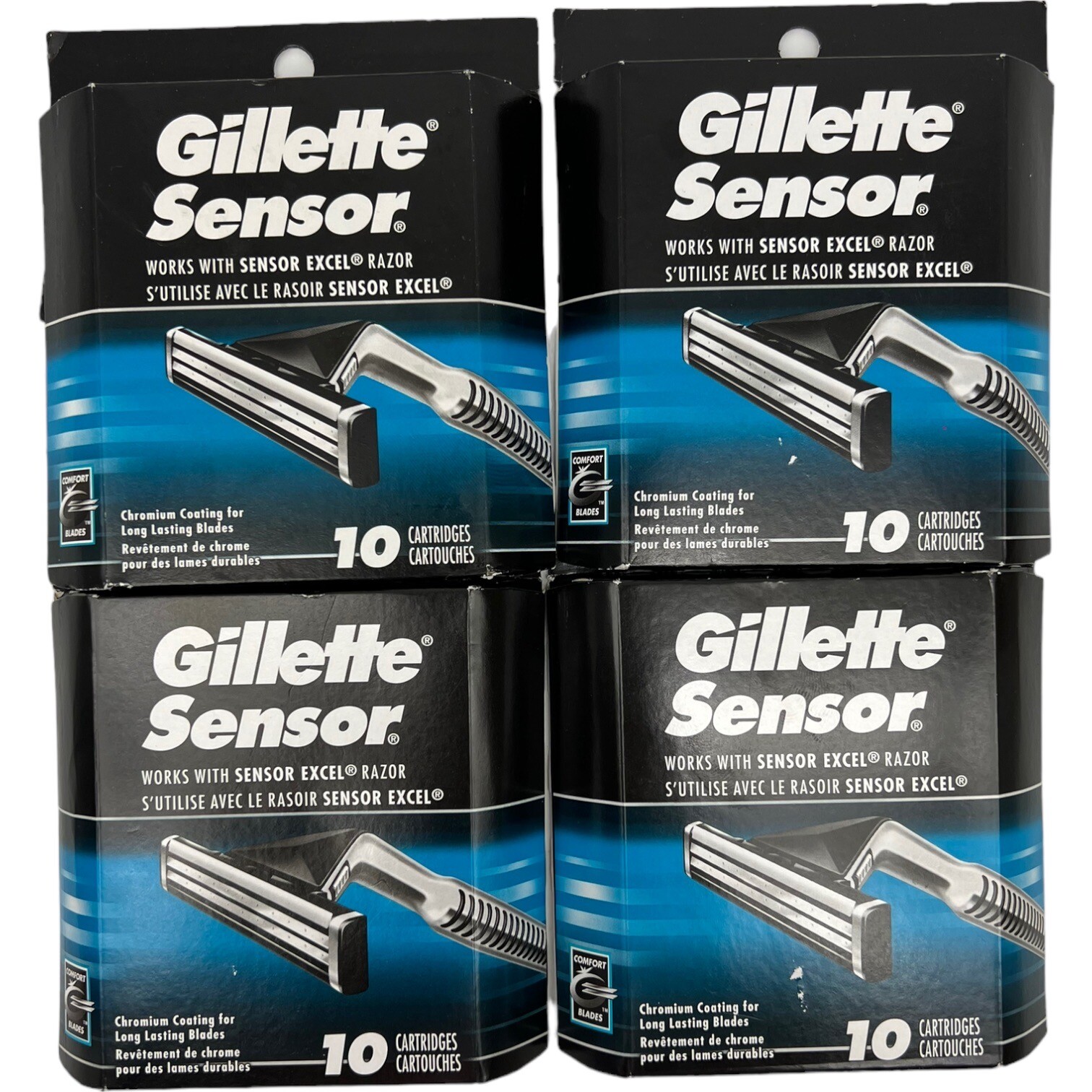 Gillette Sensor Razor Blade Cartridges ~ 4 packs of 10 (40 Total) ~ NIB ...