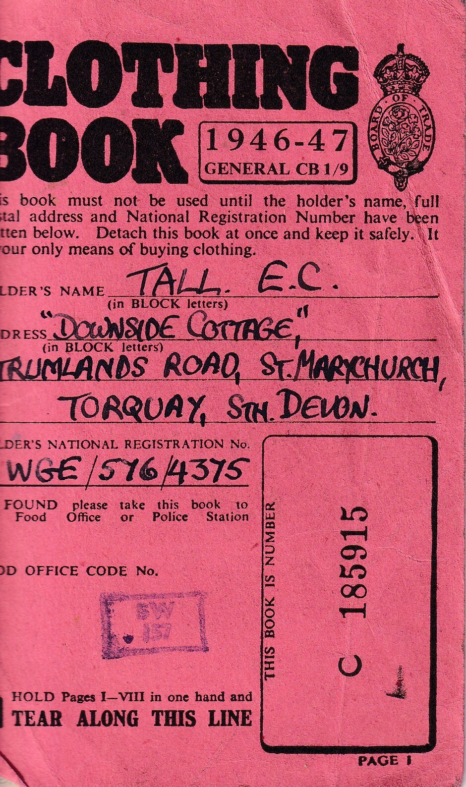 ORIGINAL Post WW2 Clothing Ration Book, 1946-47 still has coupons ...