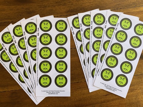 Mr. Yuk Stickers 100 Stickers (10 Sheets) Yuck Poison Control FREE SHIP ...