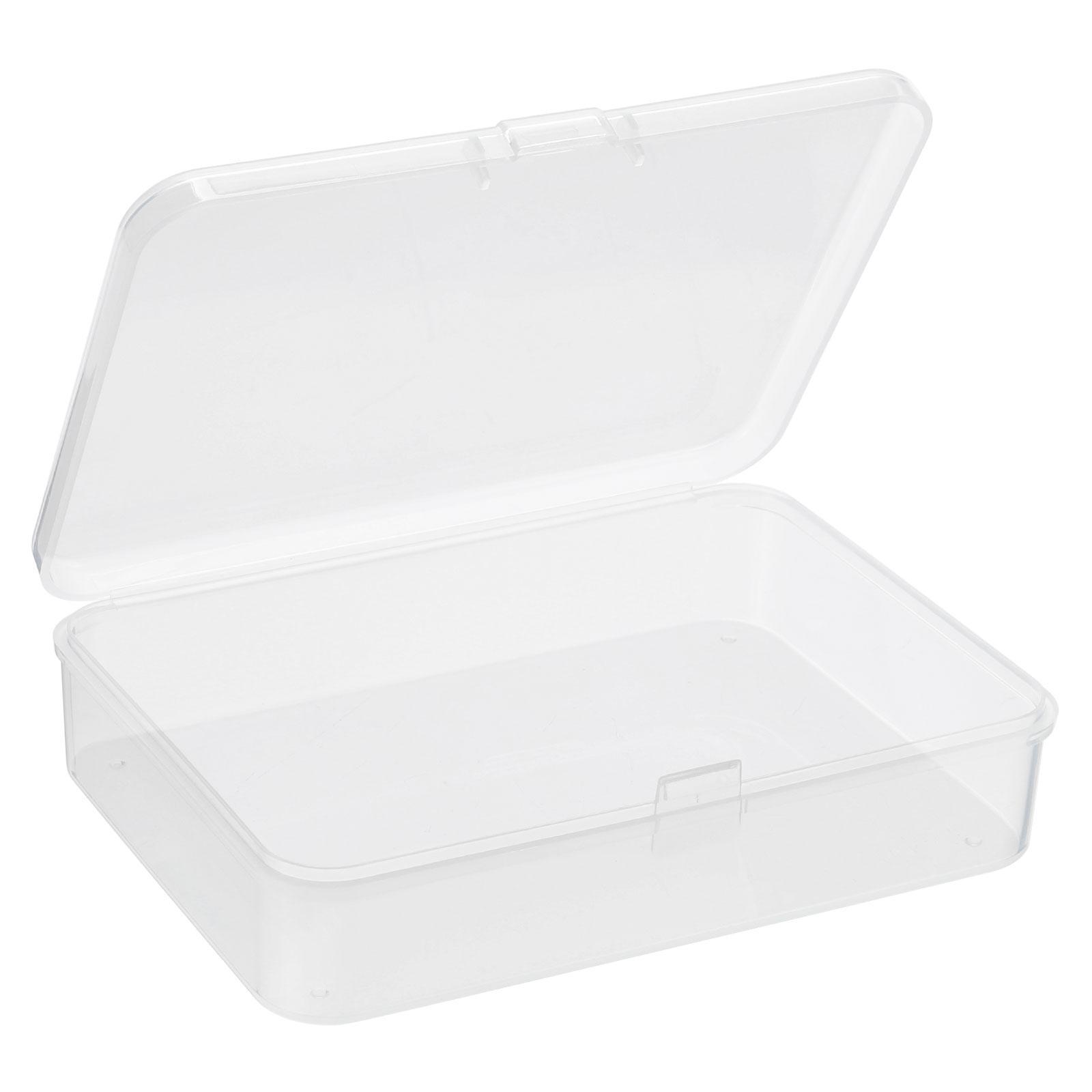 4pcs Clear Storage Container w Hinged Lid 105x75x25mm Plastic ...