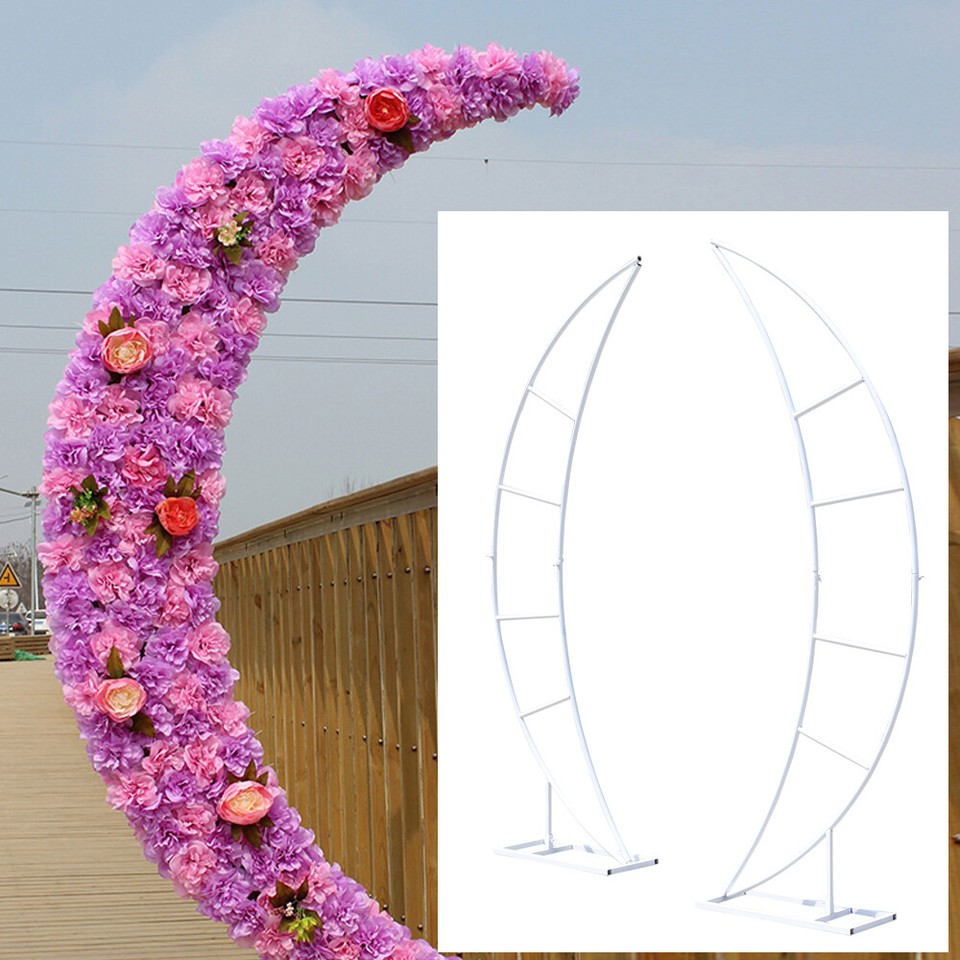 2 Piece Wedding Arch Crescent Moon Floral Stand Party Framework Stand ...