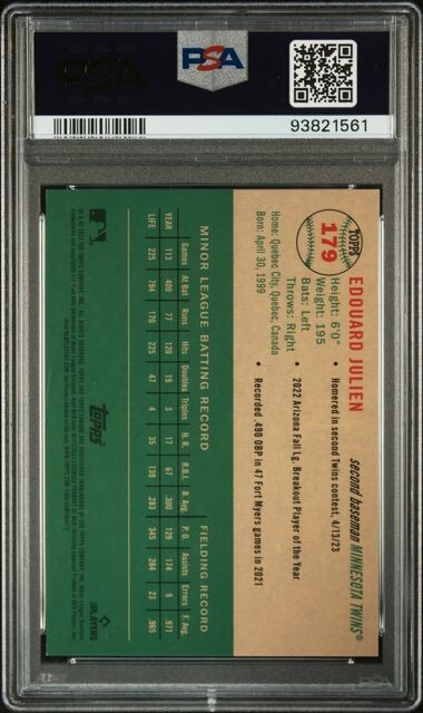 2023 TOPPS CHROME PLATINUM EDOUARD JULIEN Orange Wave /25 Twins PSA 9 ...