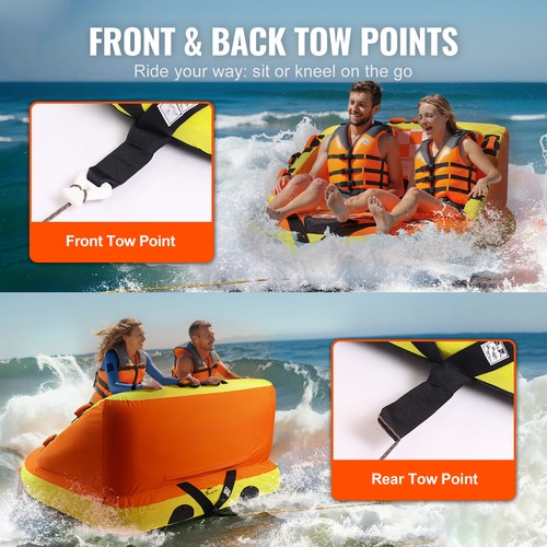 Inflatable Towable Tube Boating 1-2 Rider w/Deck Seats& Backrest 2 ...