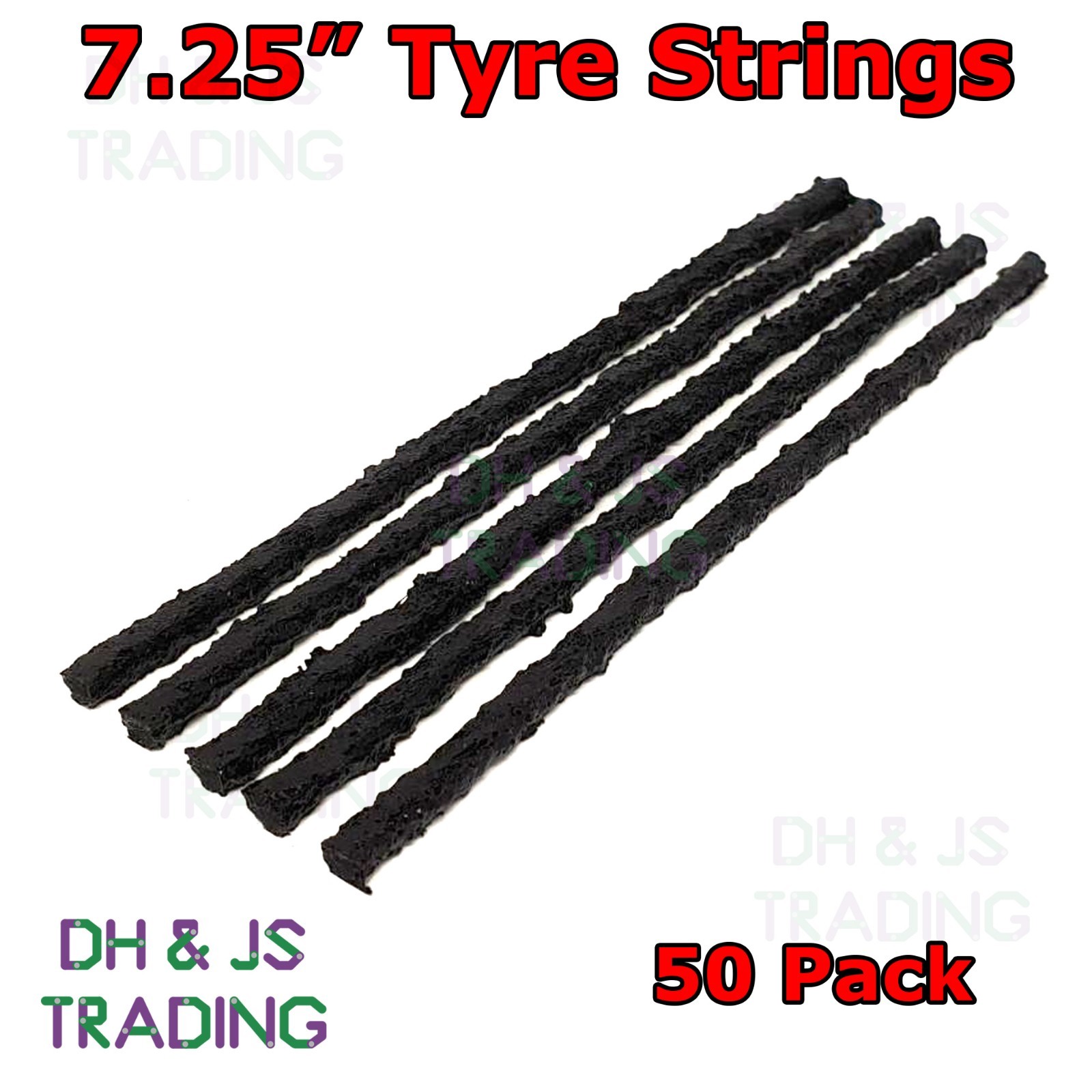 50x Puncture Repair Tyre Strings 7.25" Black Thin 185mm Tubeless Strip ...