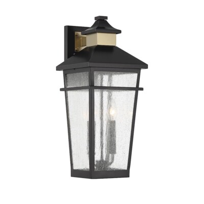 Savoy House Kingsley 2Lt Outdoor Wall Lantern, Black/Brass - 5-714-143 ...