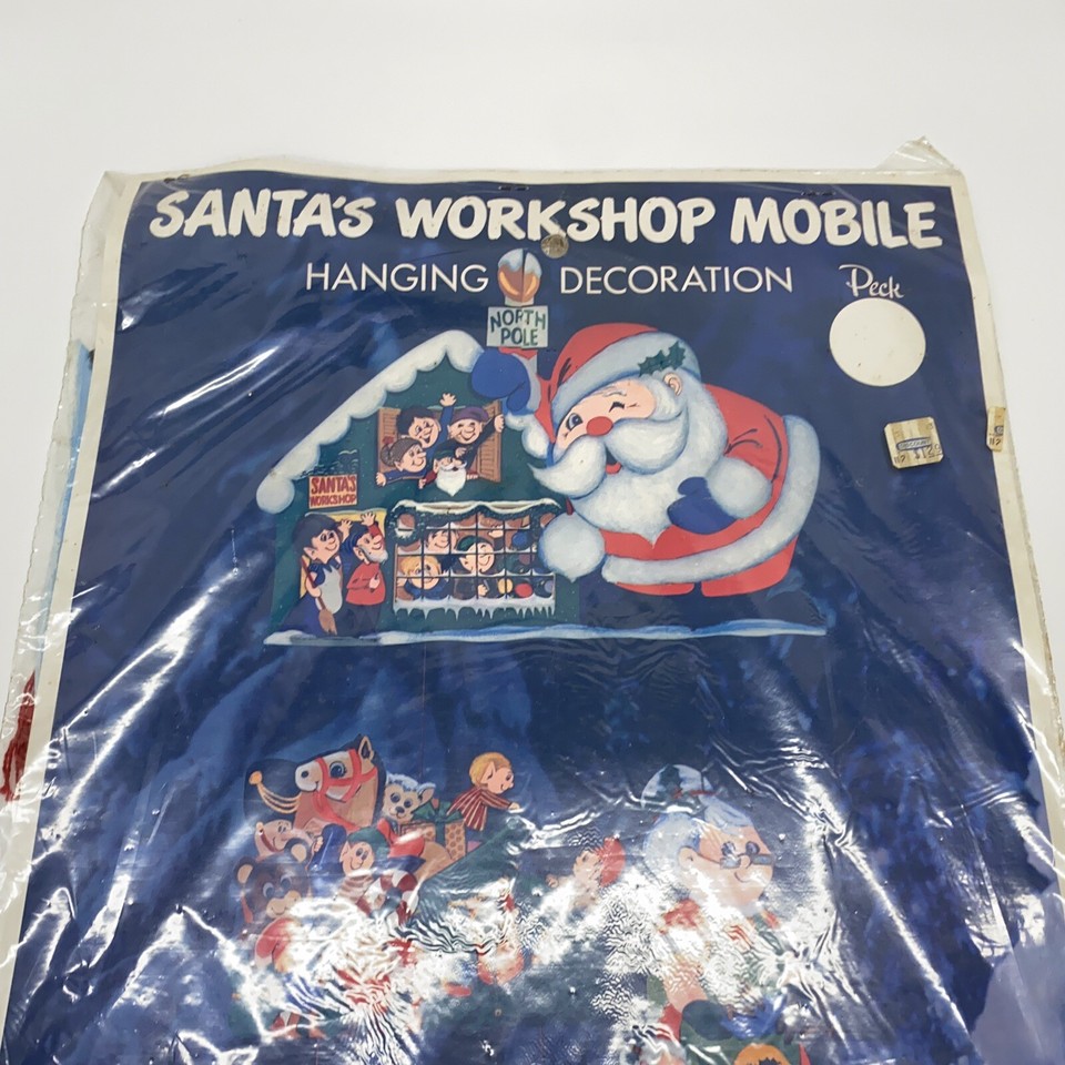 Vintage Peck Santa's Workshop Mobile 36" Christmas 2 Sided Die Cut ...