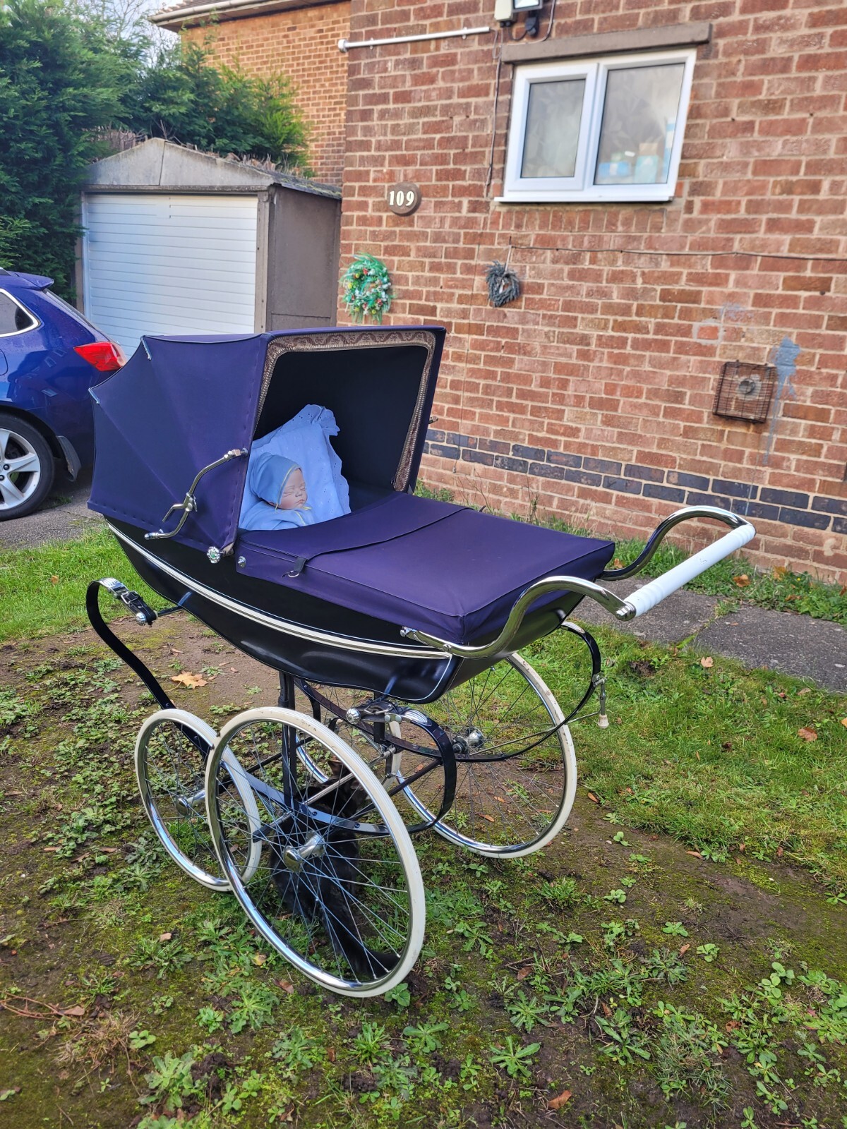 Wilson Navy Silver Cross Coachbuilt Pram.+,Sun Canopy. | eBay