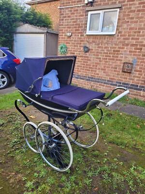 Wilson Navy Silver Cross Coachbuilt Pram.+,Sun Canopy. | eBay