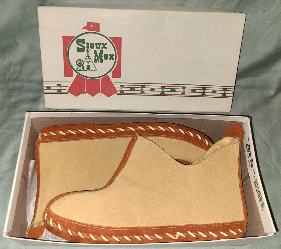 NOS Sioux Mox beige suede & shearling moc booties / slippers, ladies ...
